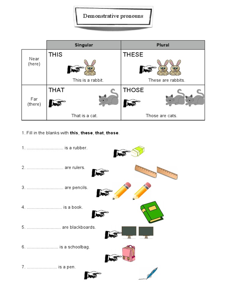 Demonstrative Pronouns Exercise | PDF | Art