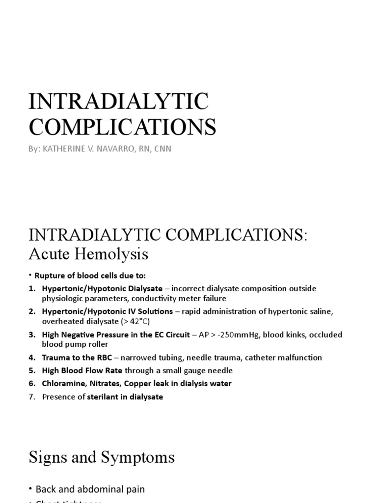 Intradialytic Complications | PDF | Hypertension | Blood Pressure