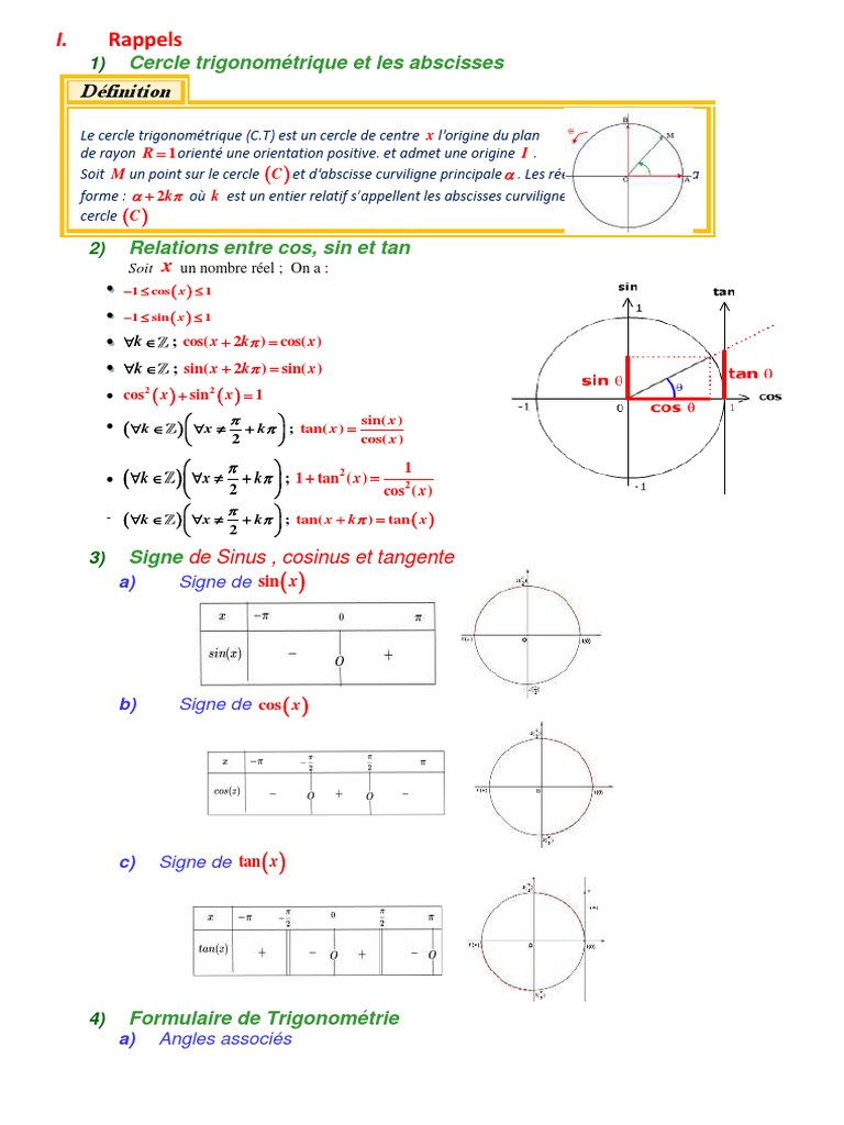Trigonométrie : Cercle et Fonctions | PDF | Fonction trigonométrique | Trigonométrie