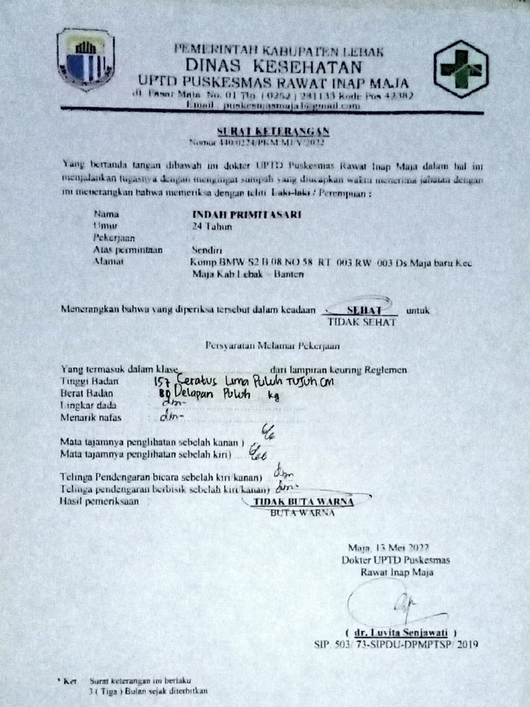 Surat Keterangan Sehat | PDF