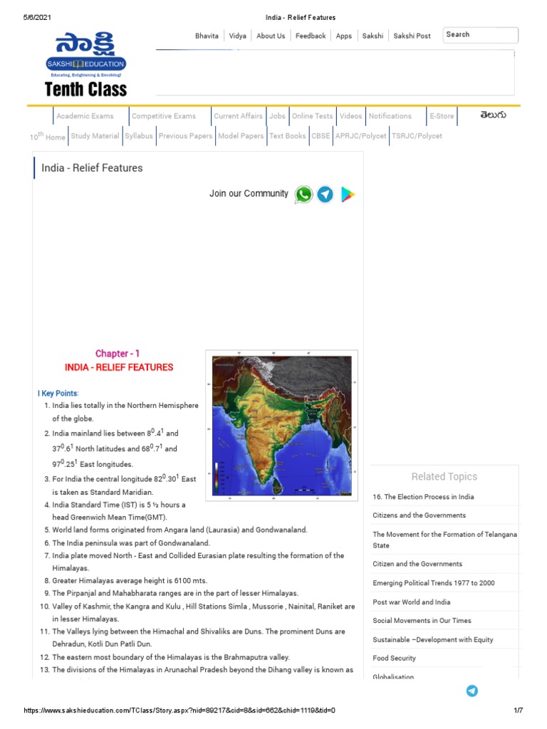 India - Relief Features - Study Material | PDF | Himalayas ...