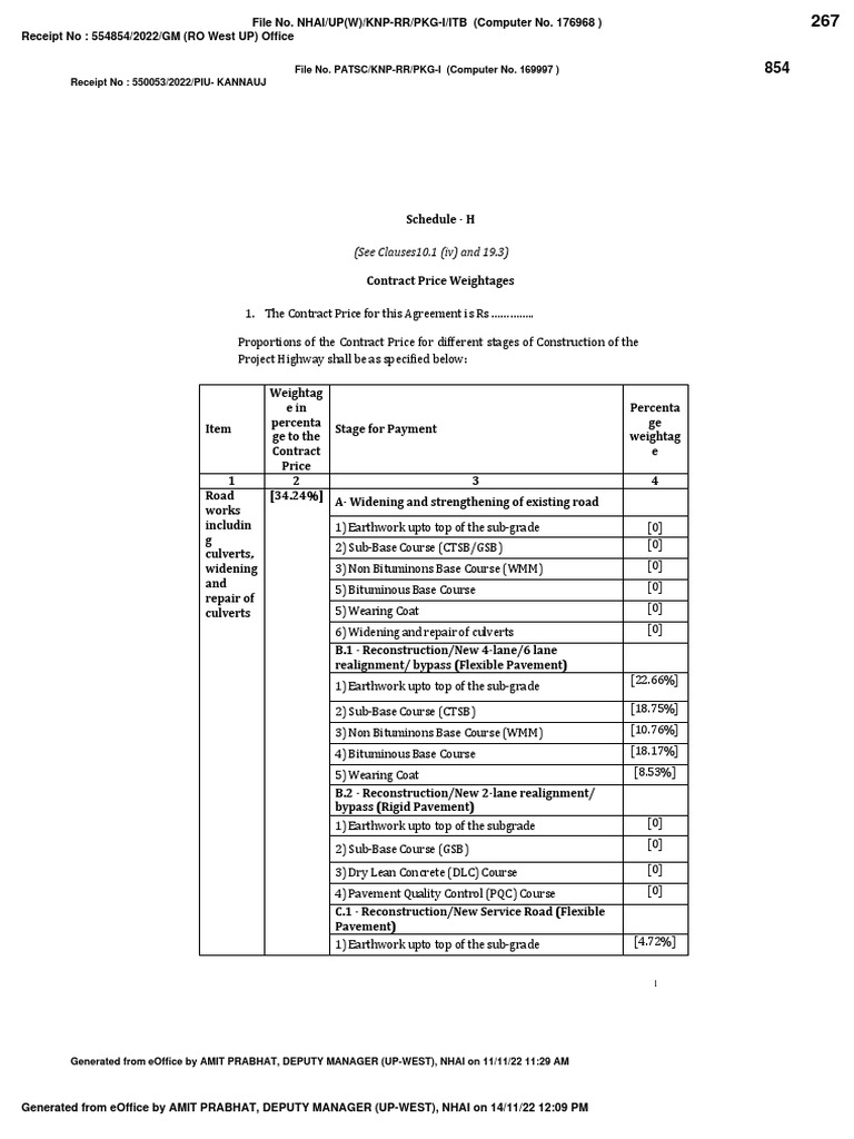 7 Schedule H | PDF | Road | Civil Engineering