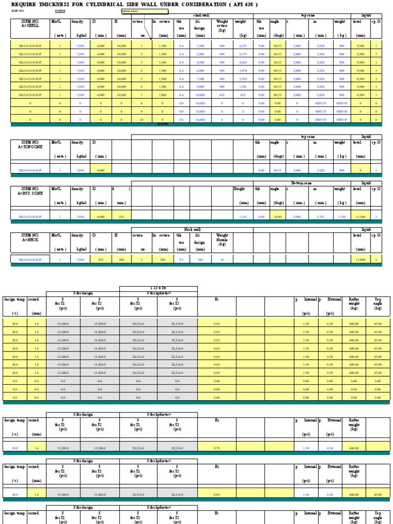 API 620 Silo Cs Normal Temp | PDF | Pressure | Civil Engineering