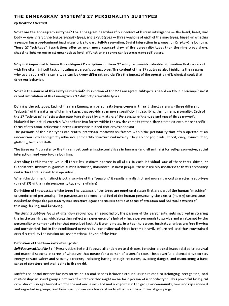 Understanding Enneagram Subtypes | PDF | Enneagram Of Personality | Anger