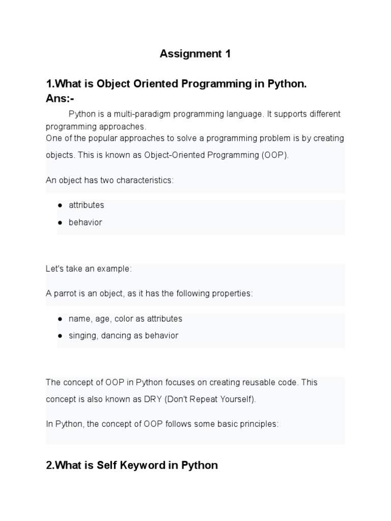 Python Updated Assignment Pdf Object Oriented Programming 