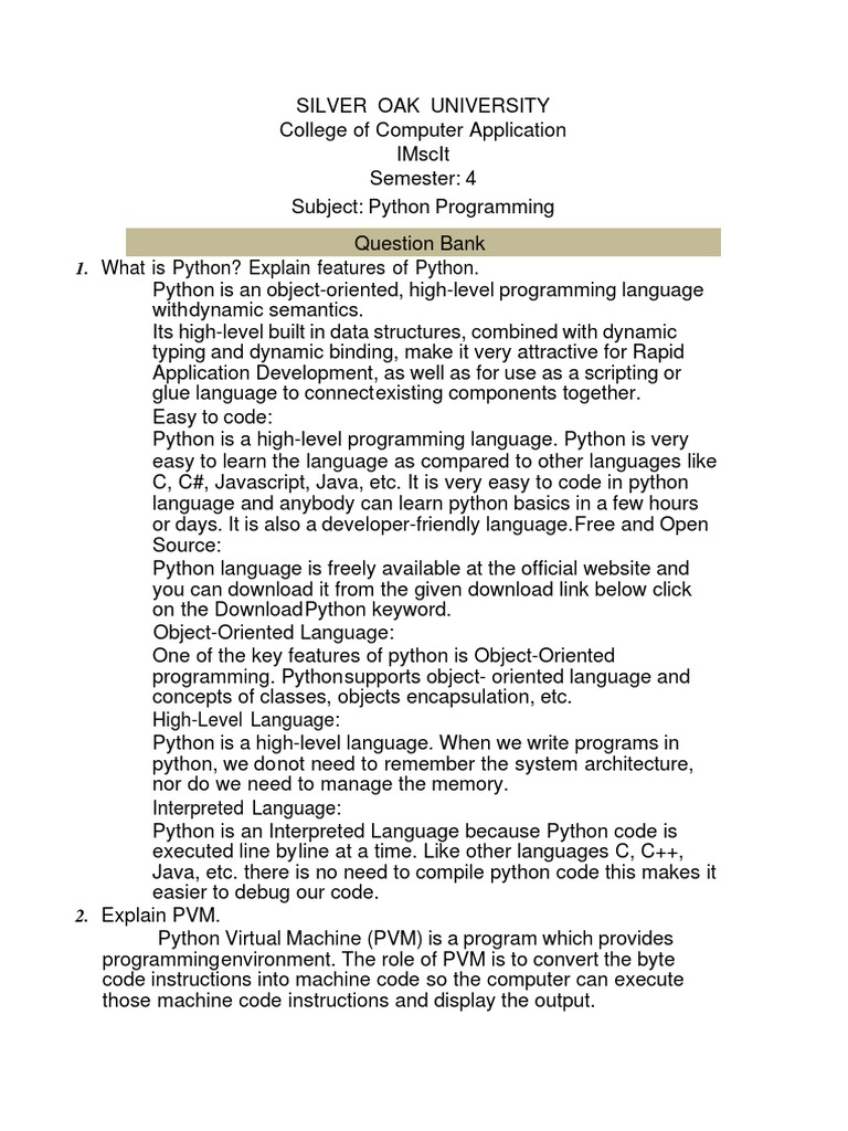 Python End Sem Answer | PDF | Data Type | Programming Language