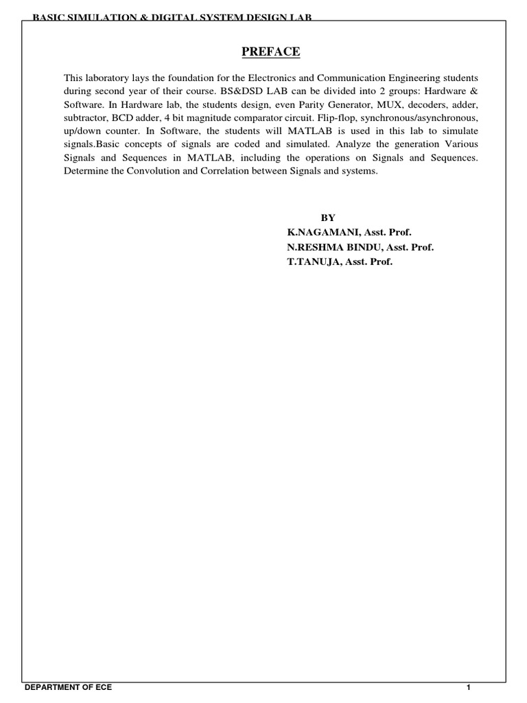 BS & DSD LAB MANUAL - Final | PDF | Engineering | Electronic Engineering