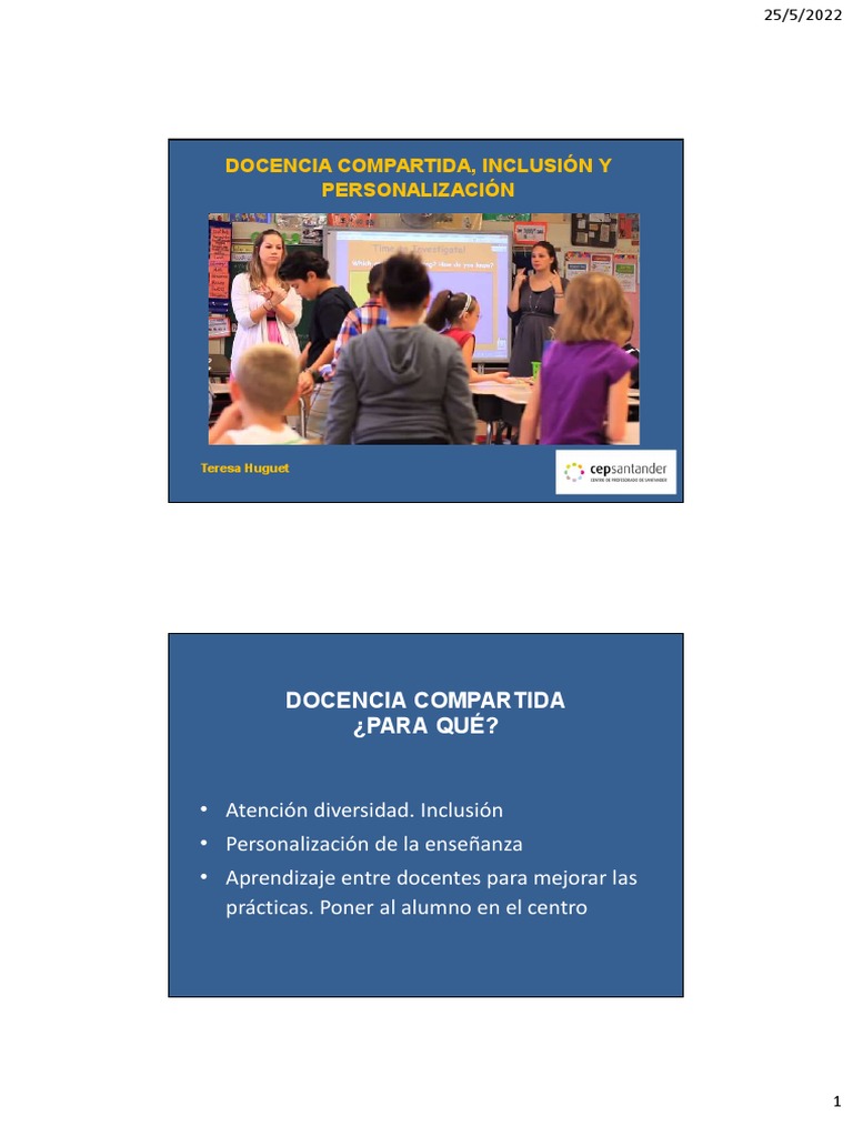 Docencia Compartida 1 | PDF | Inclusión (Educación) | Método de enseñanza