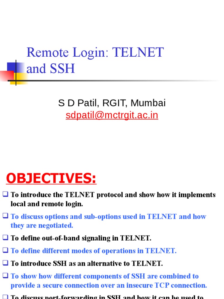 CH 20 Telnet SSH SDP | PDF | Transmission Control Protocol | Key (Cryptography)