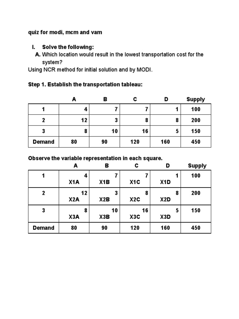Modi MCM and Vam | PDF | Applied Mathematics | Numerical Analysis Modi MCM and Vam | PDF | Applied Mathematics | Numerical Analysis