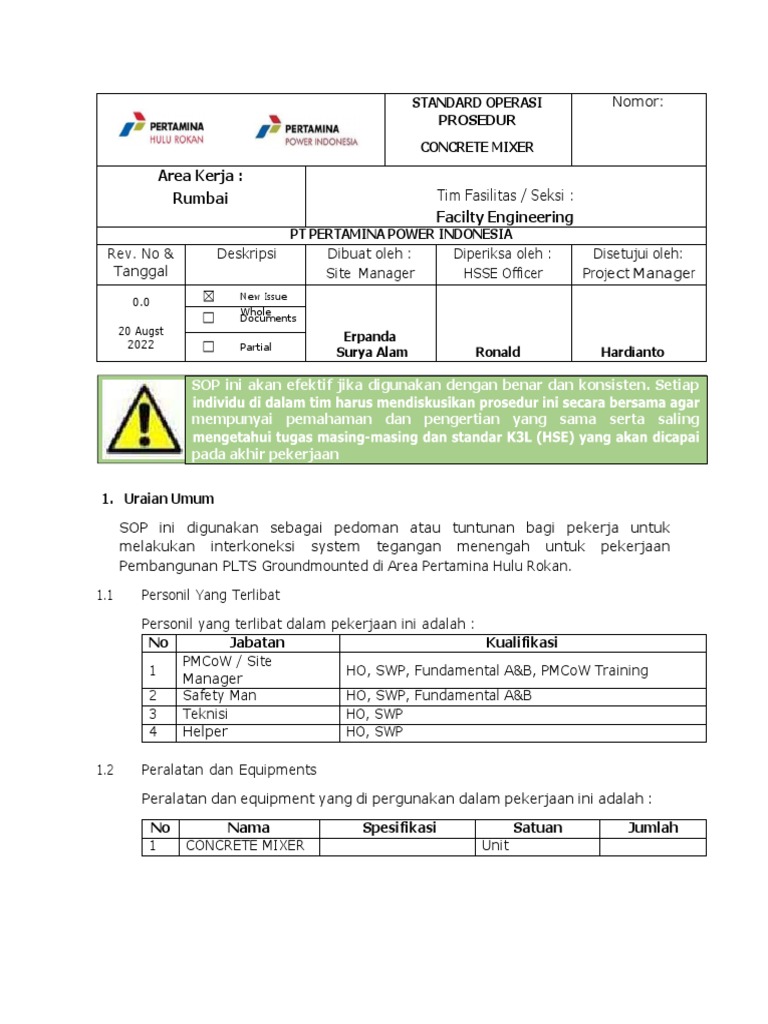 Sop Concrete Mixer | PDF