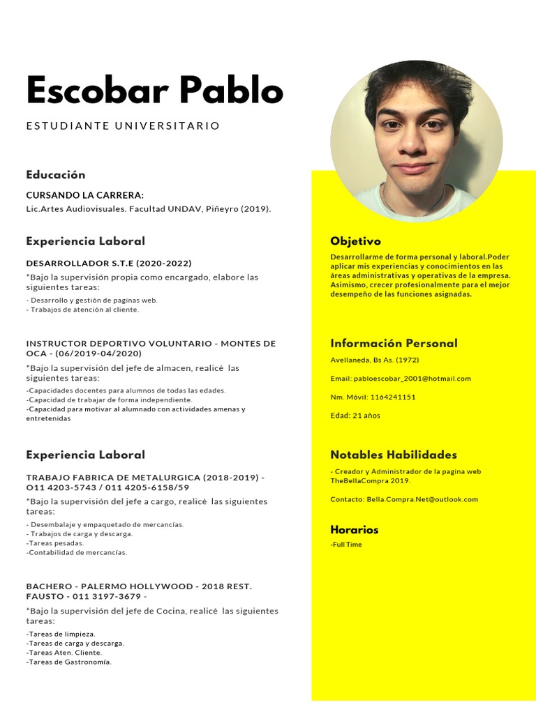 Pablo Ignacio Jesus Escobar CV | PDF