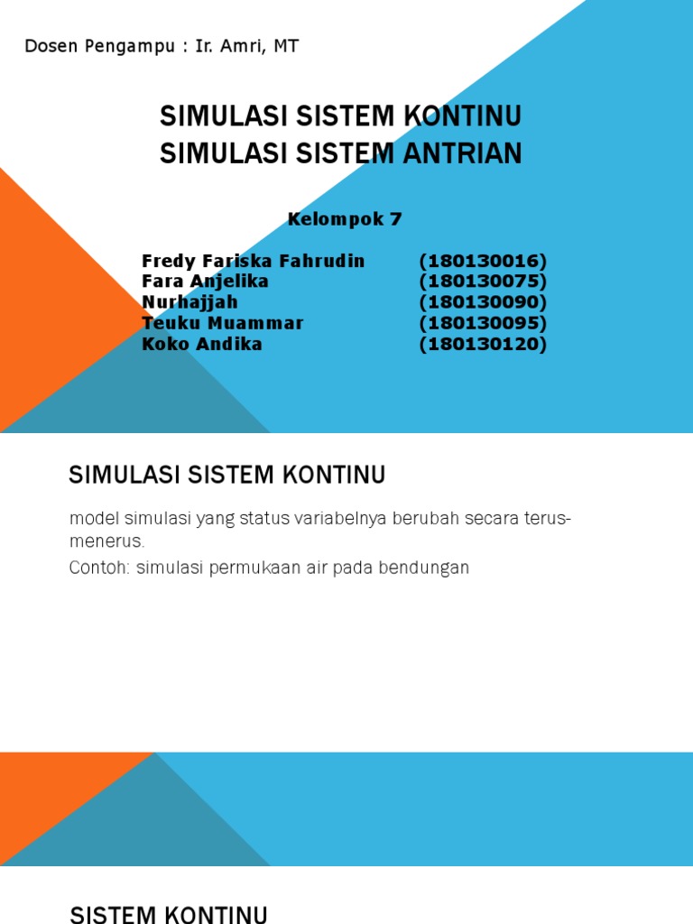 Simulasi Sistem Kontinu Dan Simulasi Sistem Antrian | PDF