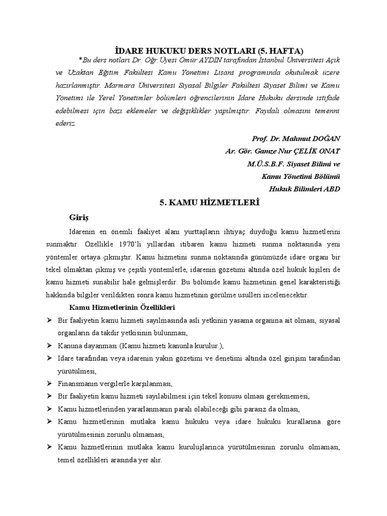 İdare Hukuku 5. Hafta | PDF