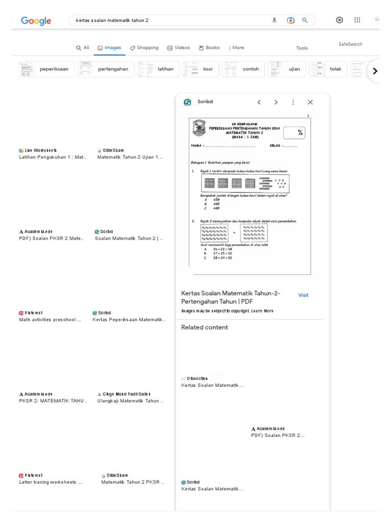 Kertas Soalan Matematik Tahun 2 Google Search Pdf