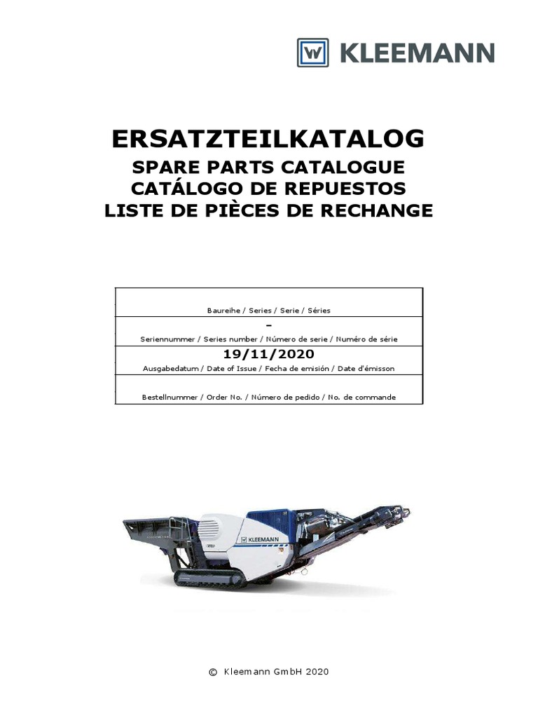 Manual-Catálogo Britador Kleemann Mobicat Mc110 R | PDF