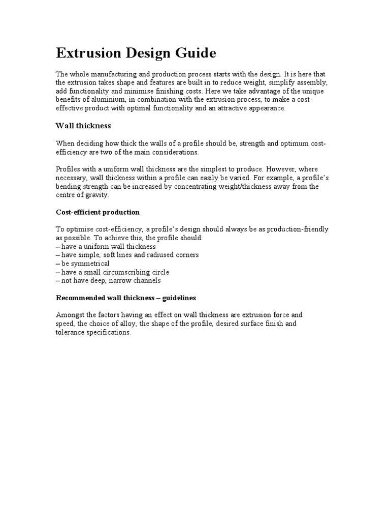 Extrusion Design Guide | PDF | Extrusion | Industrial Processes