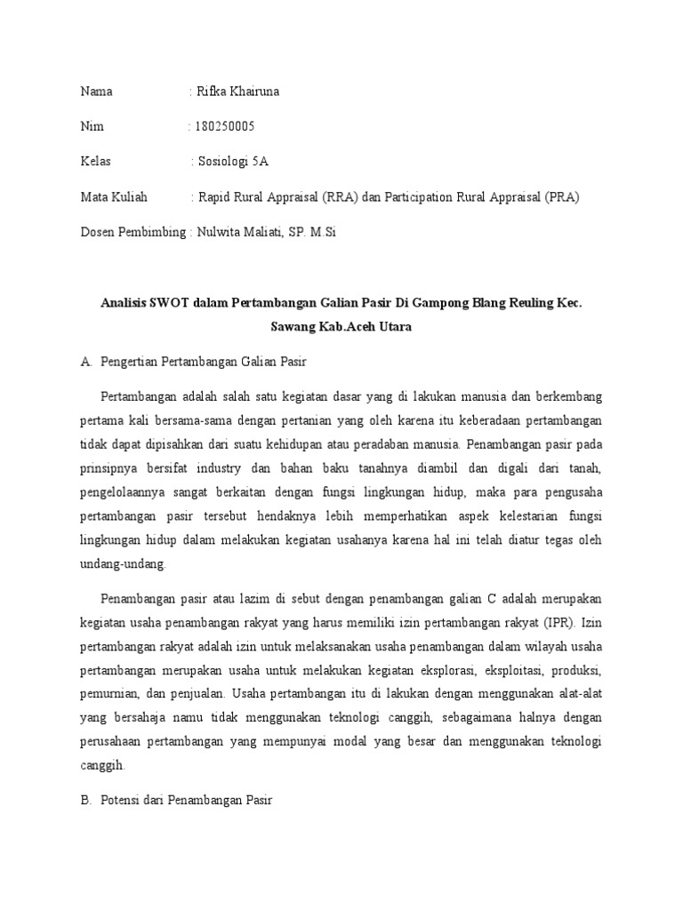 Analisa Swot RRA & PRA | PDF
