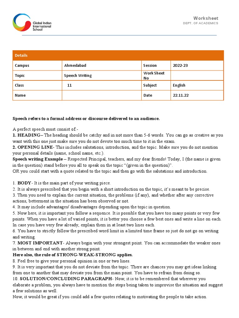 Speech Writing Format GR 11 | Download Free PDF | Foods | Yoga