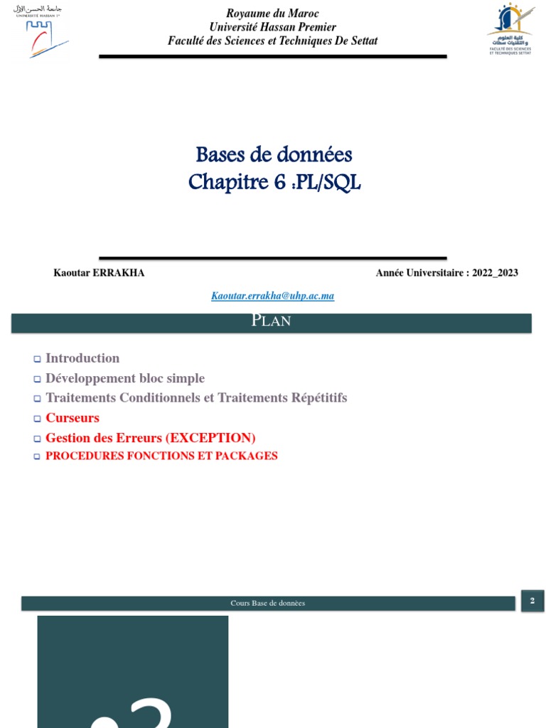 CH PLSQL Partie2 | PDF | PL/SQL | SQL