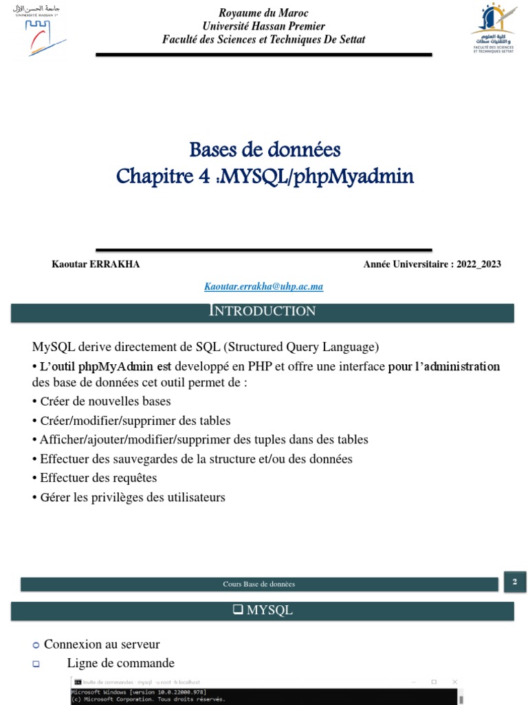 Introduction à MySQL et phpMyAdmin | PDF | SQL | MySQL
