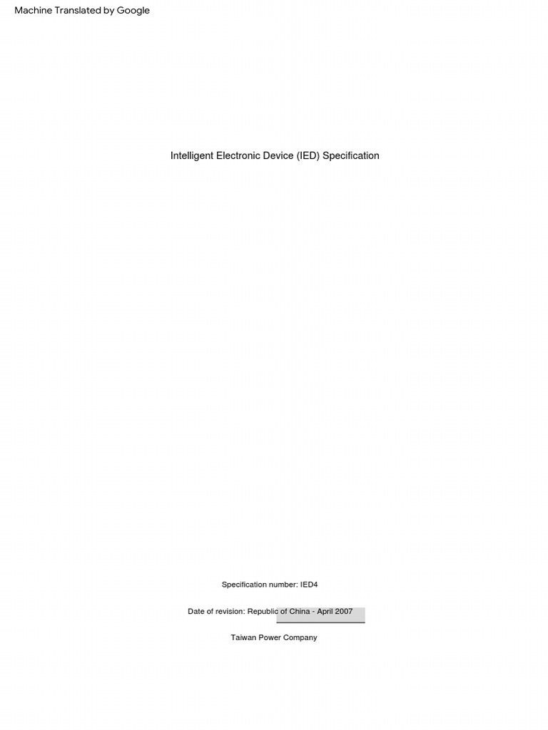 IED4 Intellegent Electronic Device (IED) Specification | Download Free ...