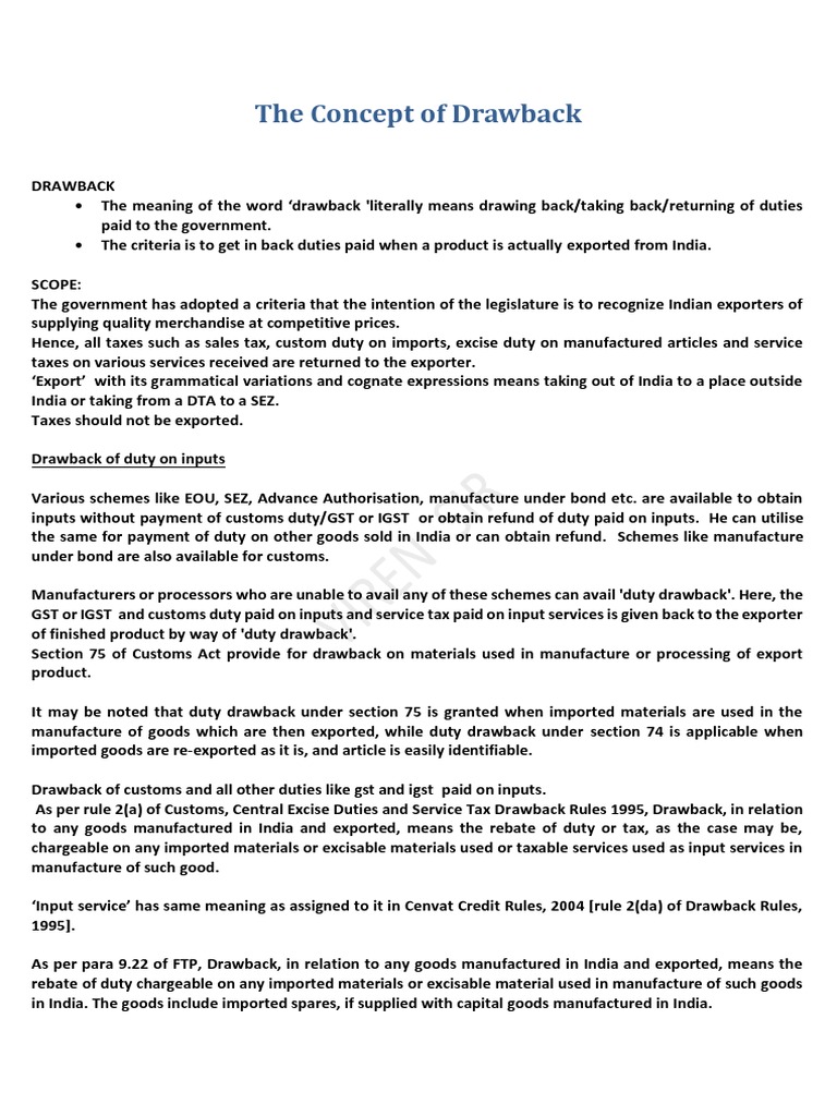 Drawback Section 75. | PDF | Taxes | Excise