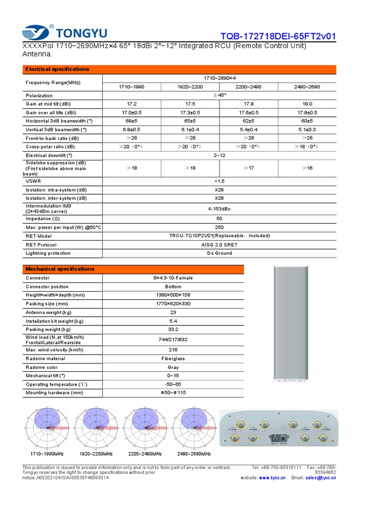 23 TQB 172718DEI 65FT2v01 | PDF | Antenna (Radio) | Decibel