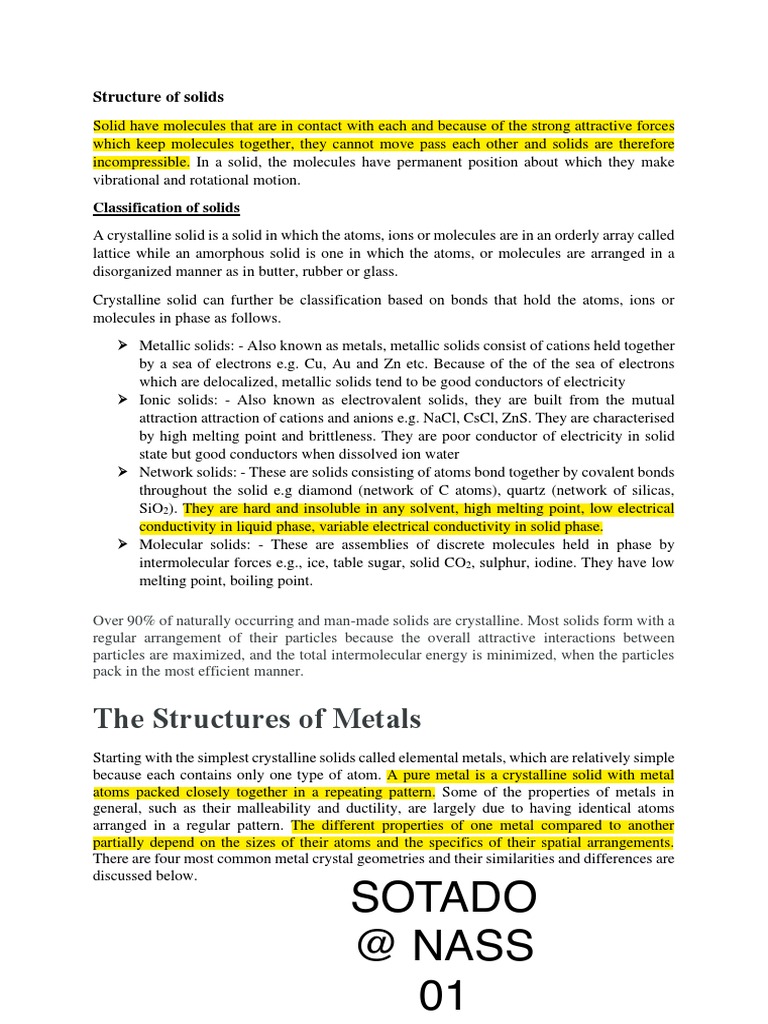 CHEM 102 Last Chapter | PDF | Crystal Structure | Solid