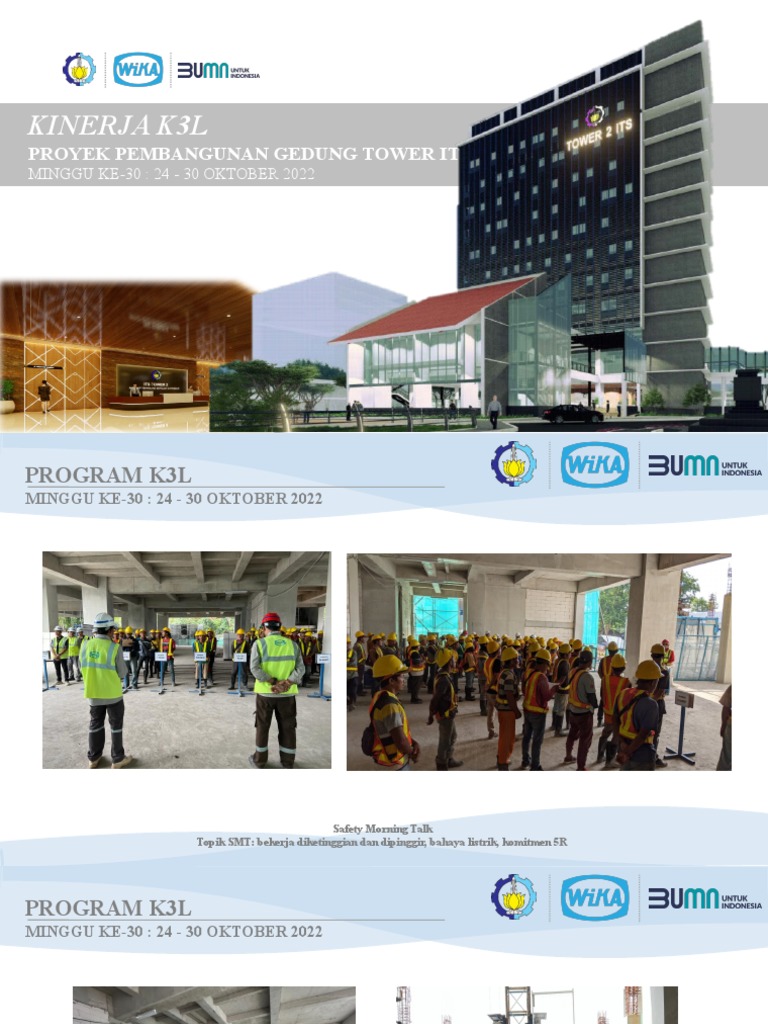 Laporan K3L Minggu Ke-30 - Proyek Tower ITS 2 | PDF | Teknologi & Rekayasa
