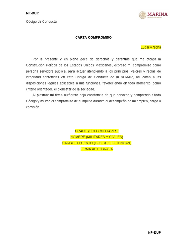 Carta Compromiso | PDF
