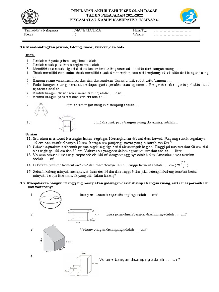 Soal Pat MTK | PDF | Metode & Bahan Ajar