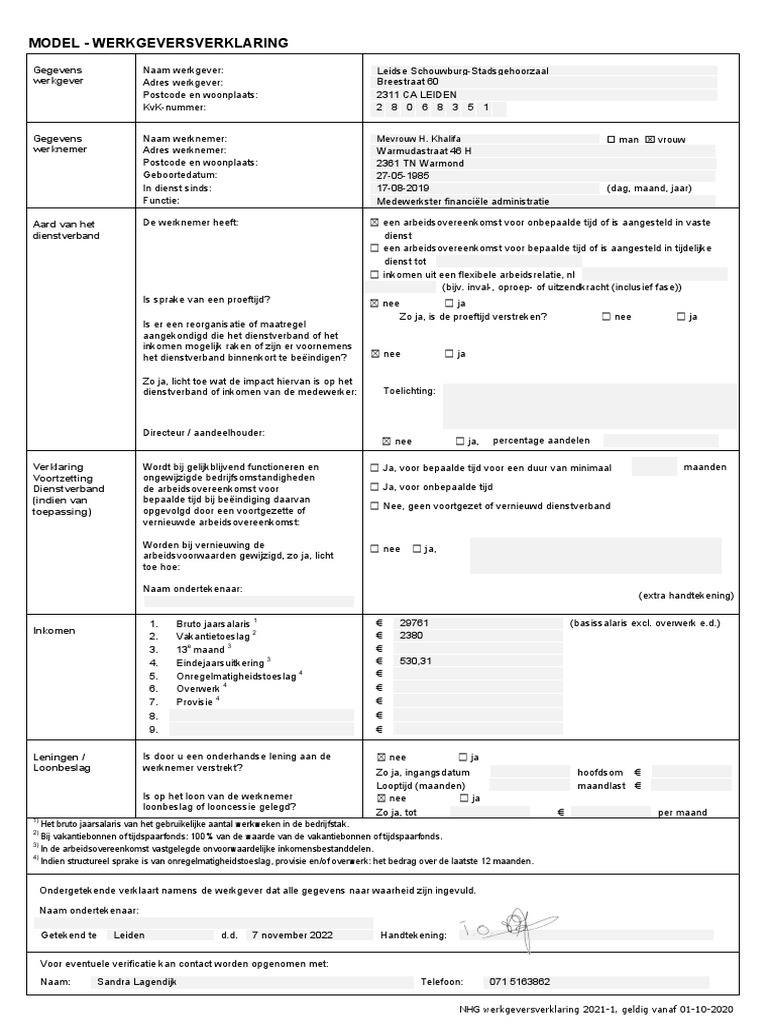 Werkgeversverklaring - H. Khalifa | PDF