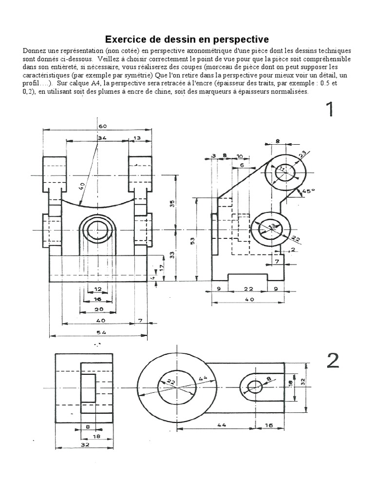 Exercice de dessin en perspective axonométrique | PDF | Ordinateurs