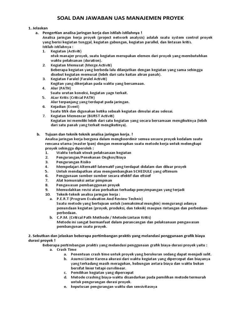 Soal Dan Jawaban Uas Manajemen Proyek | PDF