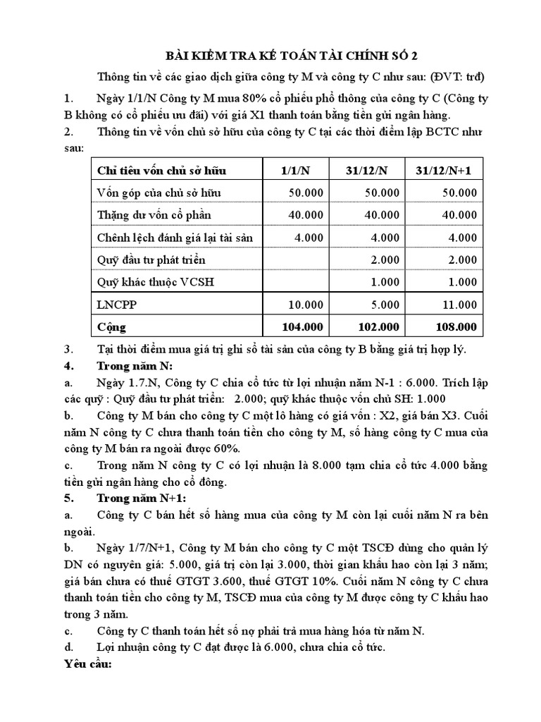 Bài kiểm tra KTTC cá nhân | PDF