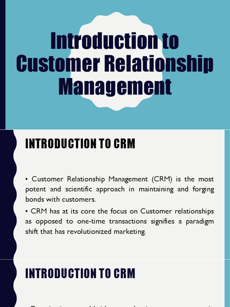 Introduction to Customer Relationship Management | PDF | Customer Relationship Management | Business