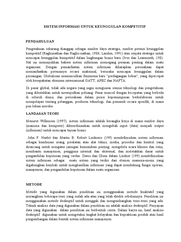 Bab 2 - Sistem Informasi Untuk Keunggulan Kompetitif | PDF