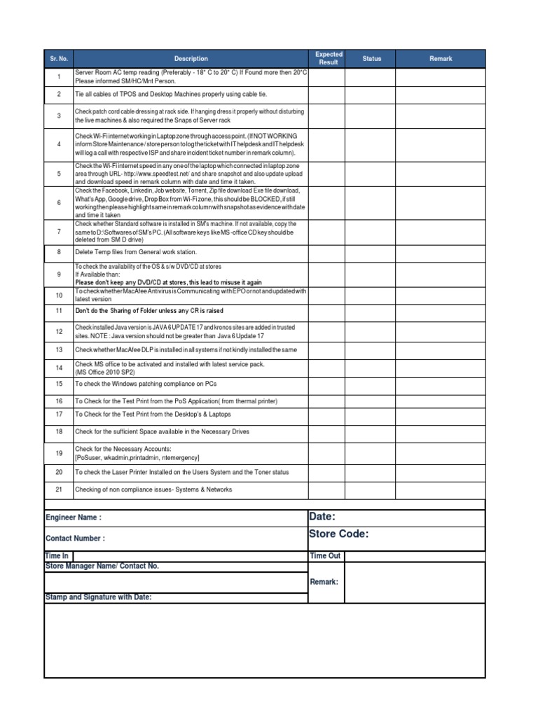 Croma Daily Checklist 2021 | PDF | Laptop | Printer (Computing)