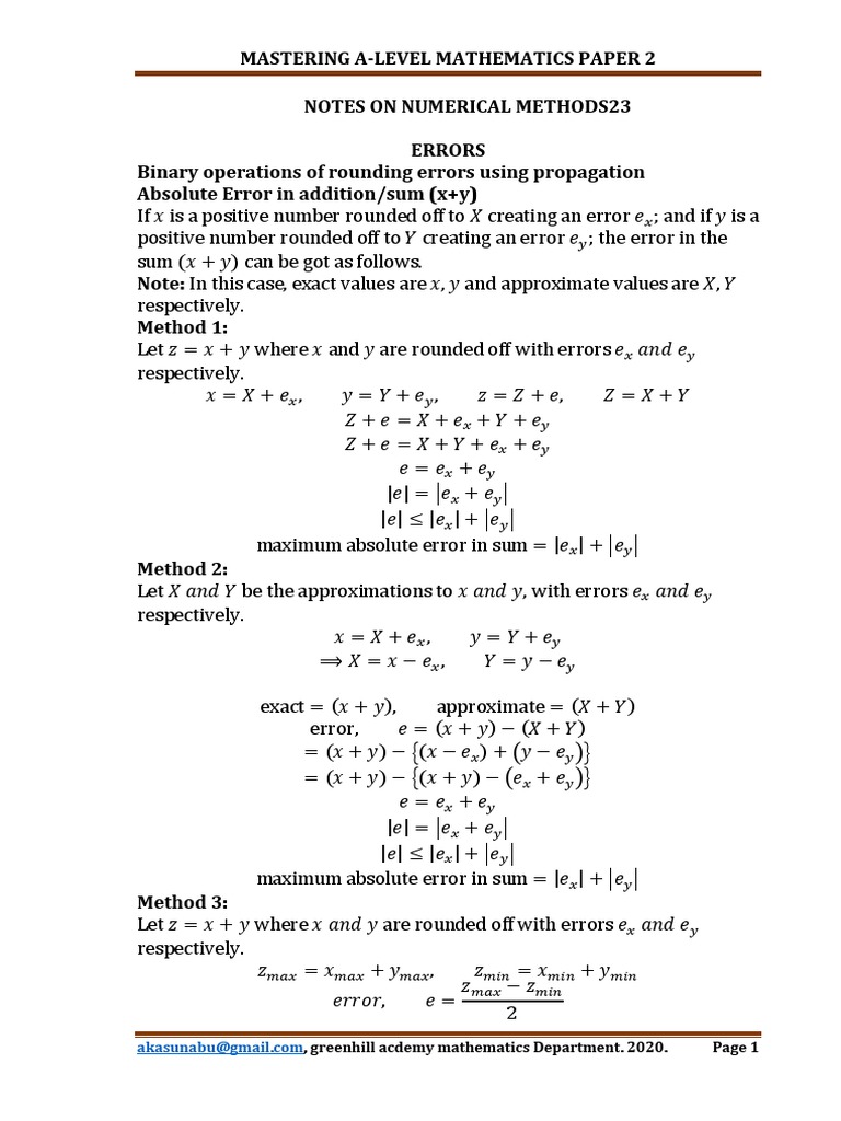 Errors and Flow Chart Notes | PDF | Approximation | Numbers