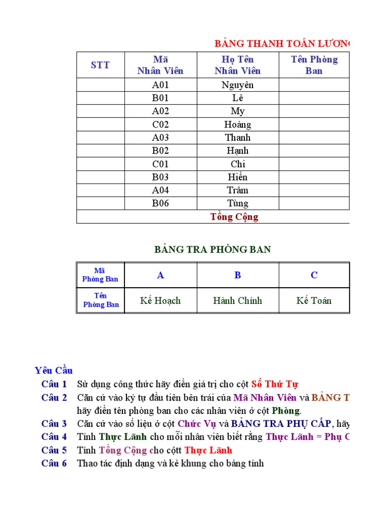 Thuc Hanh Excel Co Ban 7-17 (HB) | PDF
