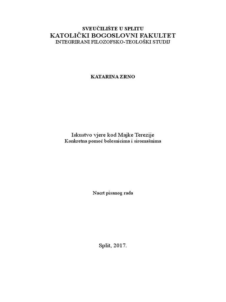 Primjer Nacrta Pisanoga Rada | PDF