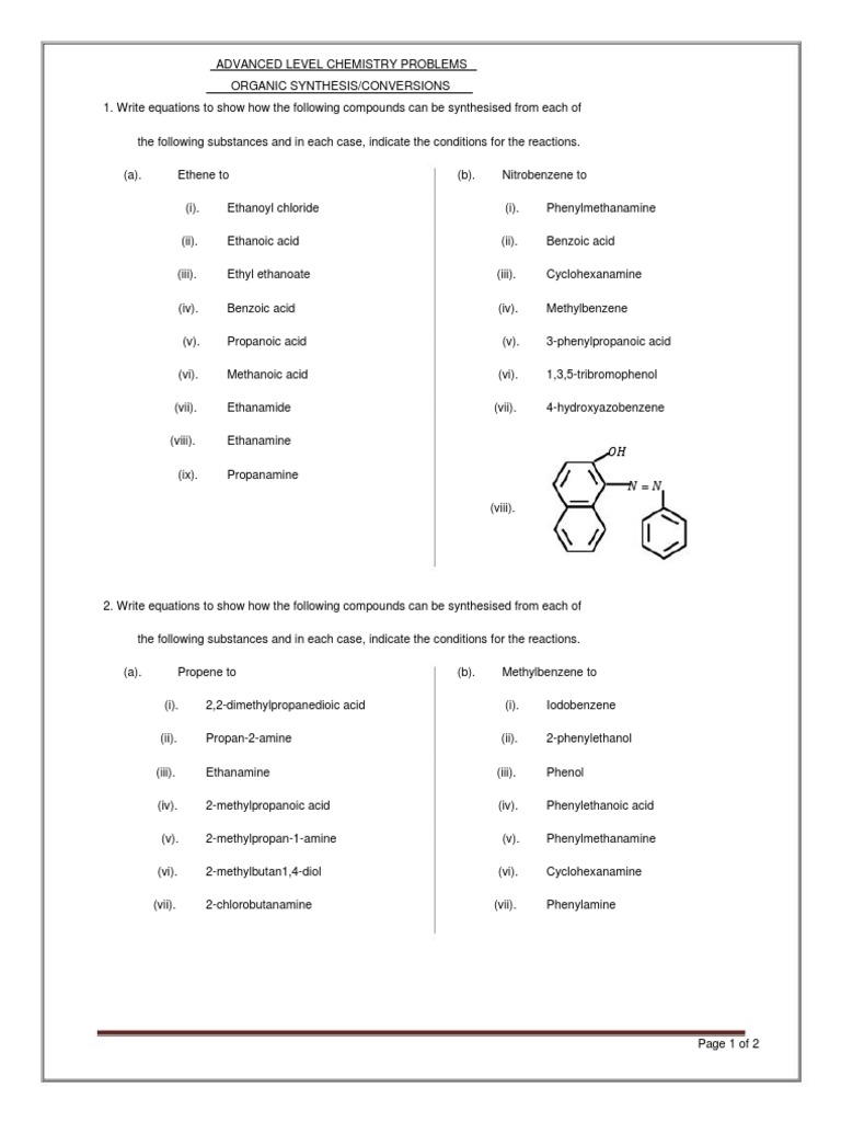 Organic Chemistry Exercise | PDF | Organic Compounds | Hydrogen Compounds