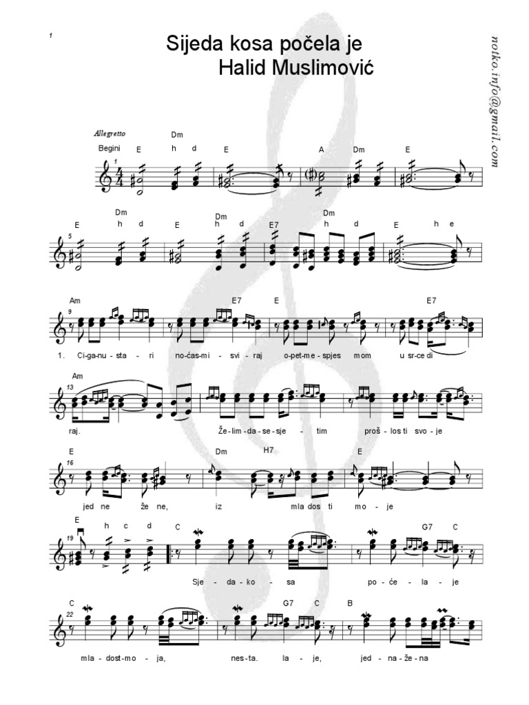 Halid Muslimovic - Sjeda Kosa, Pocela Je | PDF