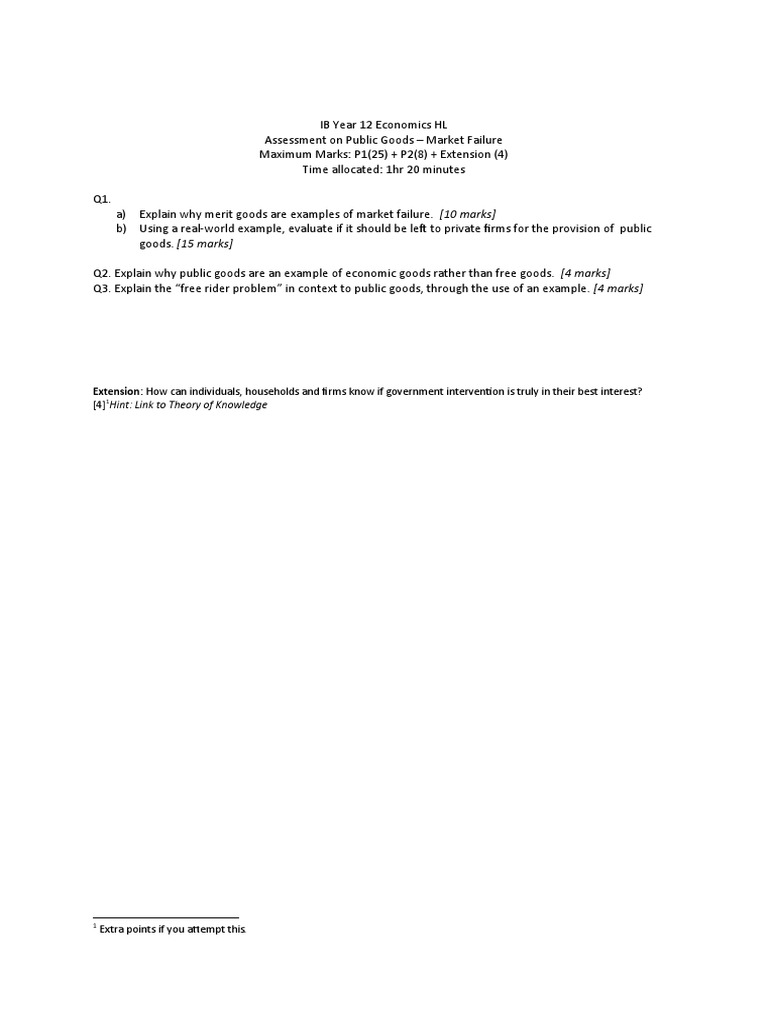 Analyzing Market Failures: Public Goods, Merit Goods and the Case for ...