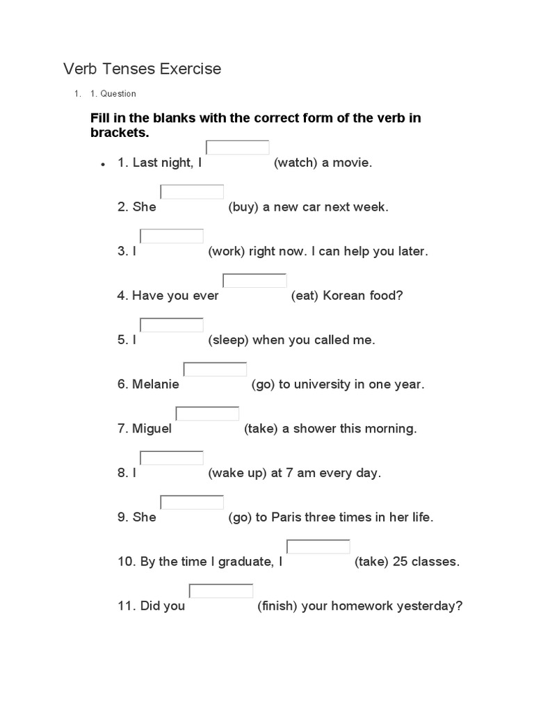 Verb Tenses Practice Quiz | PDF