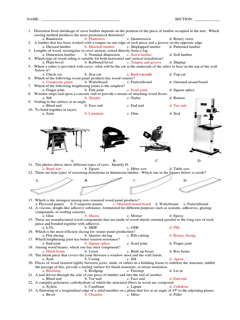 BT JOE Quiz 5 Wood | PDF | Framing (Construction) | Civil Engineering