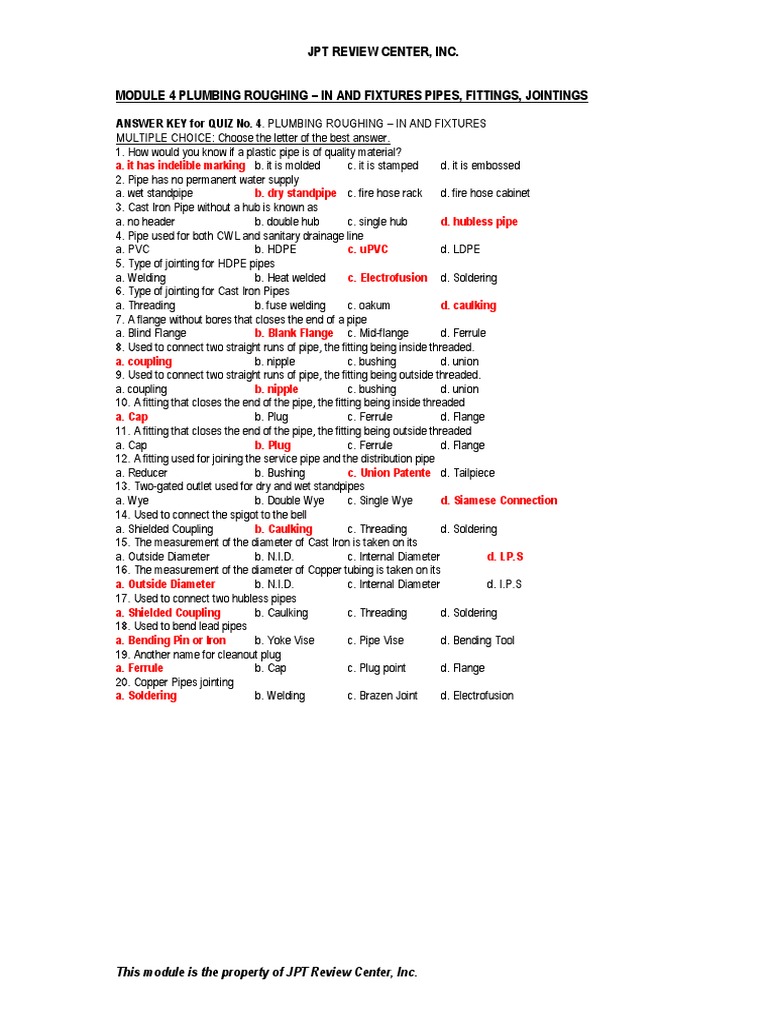 Utilities Pugeda Quiz 4 | PDF | Pipe (Fluid Conveyance) | Building ...