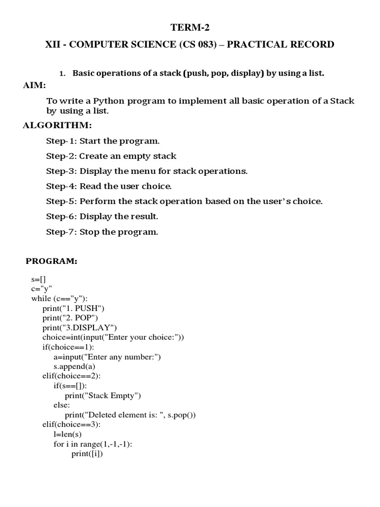 Practical File Class 12 | PDF | Databases | Sql Practical File Class 12 | PDF | Databases | Sql