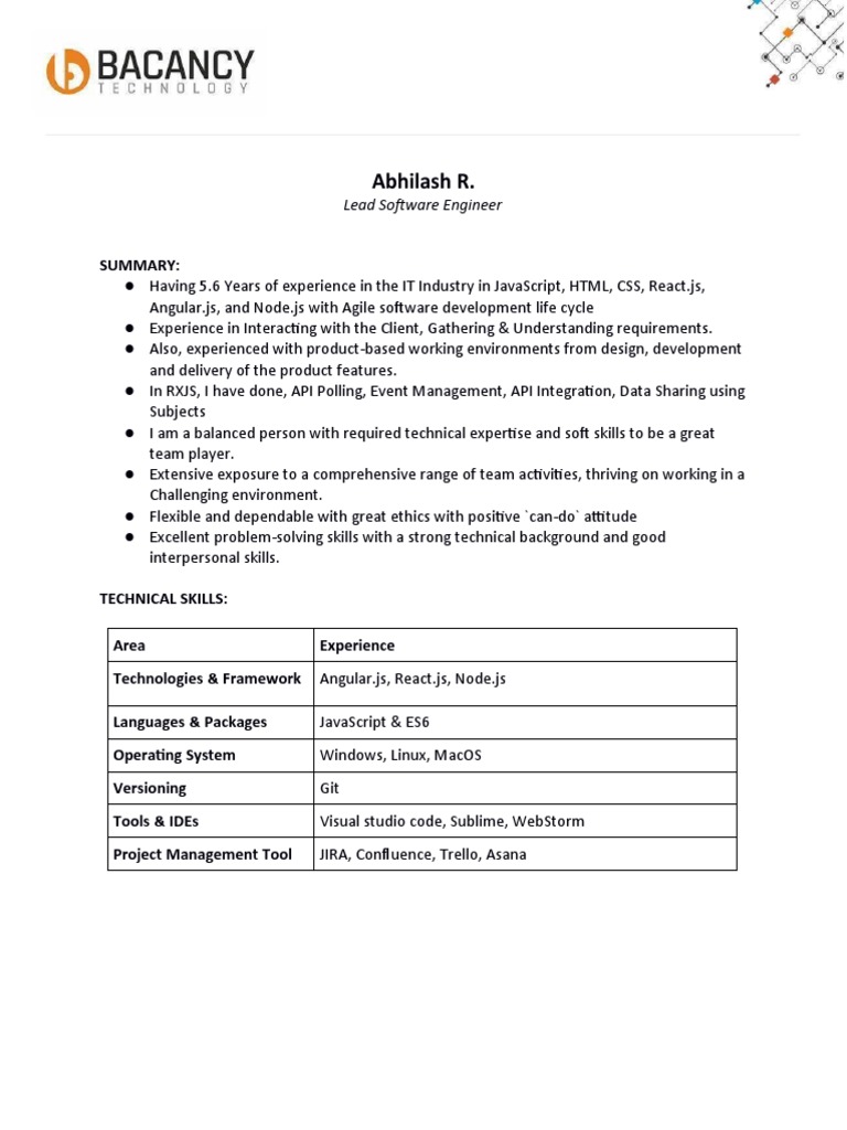 Abhilash R. - Angular | PDF | Product Development | Software Development